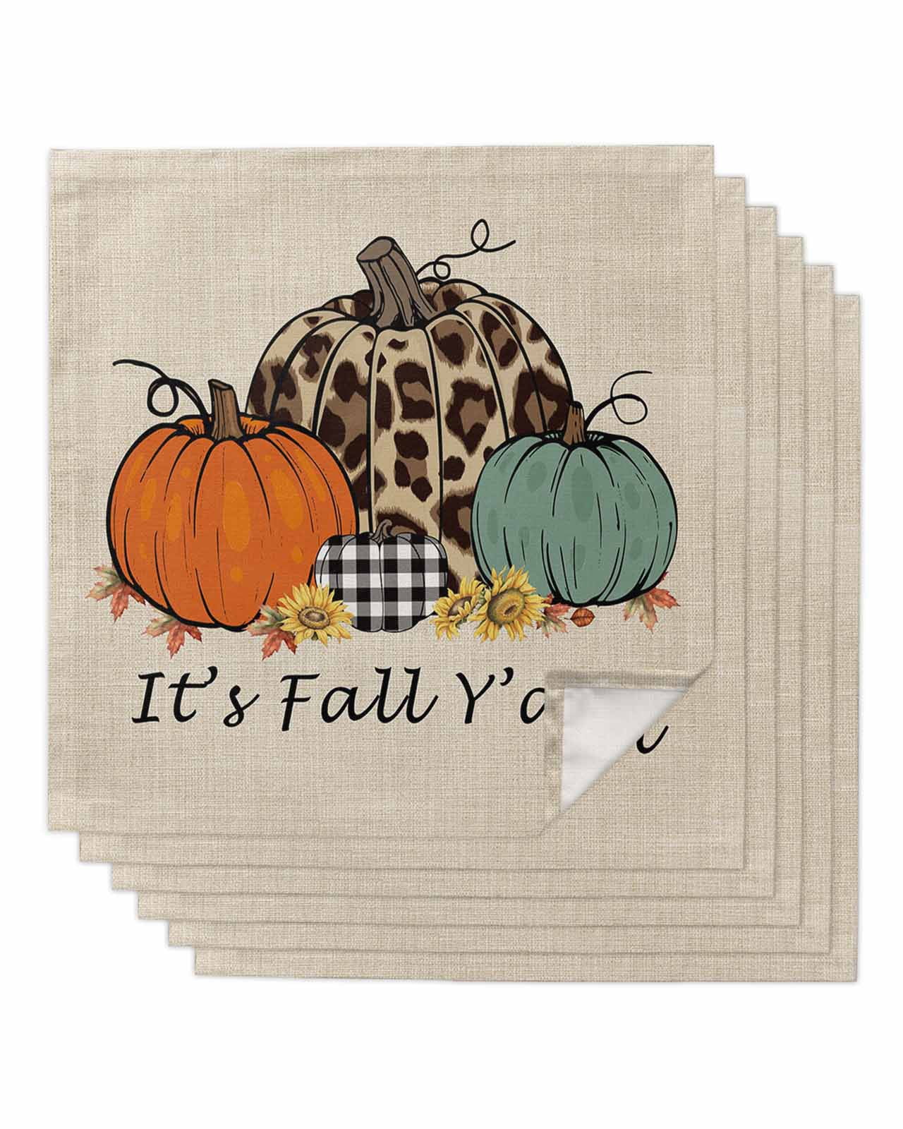 Fall Cloth Napkins Set of 6 Reusable Dinner Napkins, Thanksgiving ...