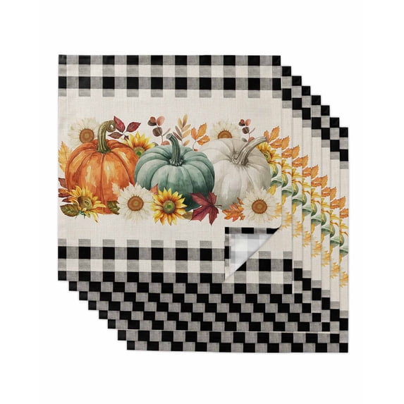 Fall Cloth Napkins Set of 8 Reusable Dinner Napkins, Orange Blue ...