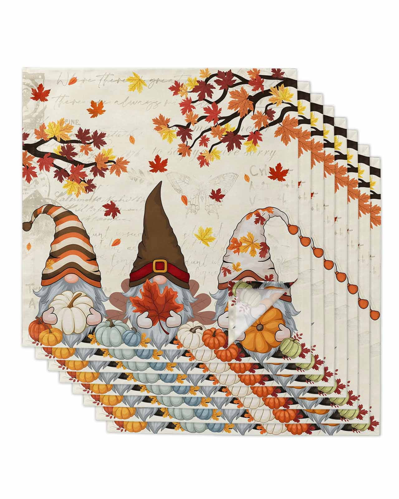 Fall Cloth Napkins Set of 8 Reusable Dinner Napkins, Thanksgiving ...