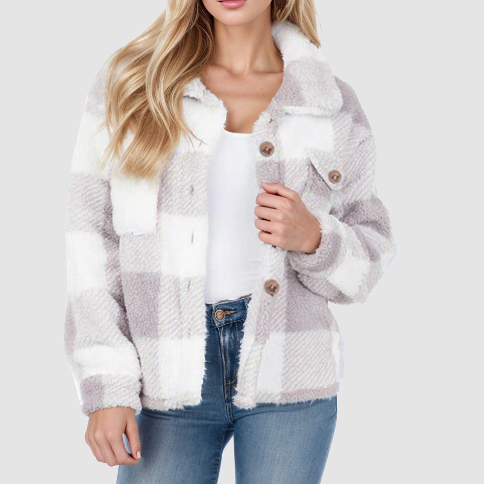 Fall Clothes for Women 2024 Soft Plaid Shacket Comfy Relaxed Fit Shirt ...