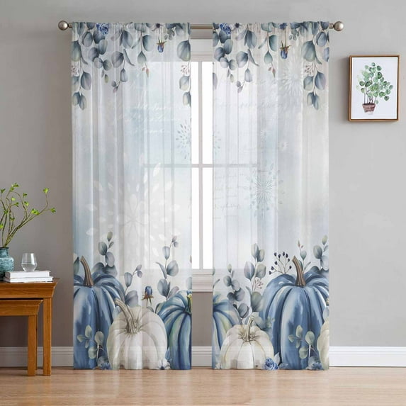 Fall Coastal Sheer Curtains 96 Inches Long 2 Panels Set, Window Sheer ...