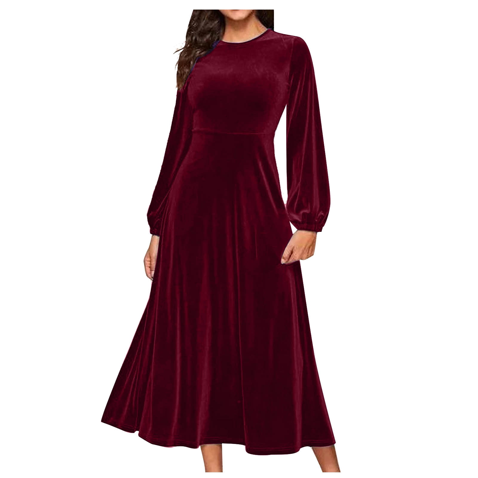 Fall Cocktail Dresses for Women 2023 Elegant Velvet Puffy Long Sleeve ...