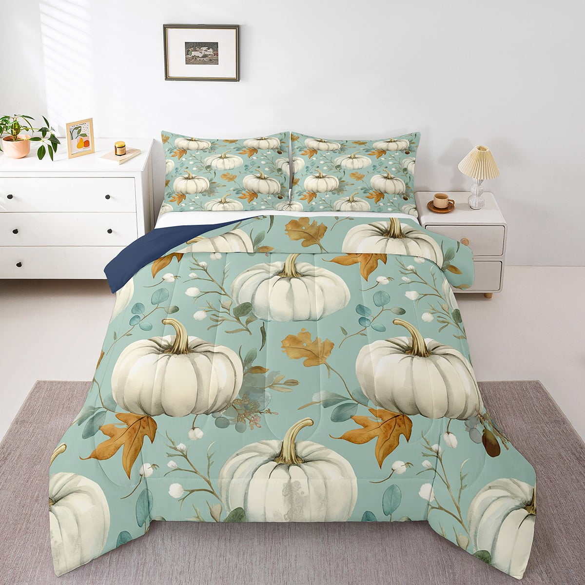 Fall Comforter Set King for Adult Women Autumn Harvest Bedding 3 Pcs ...
