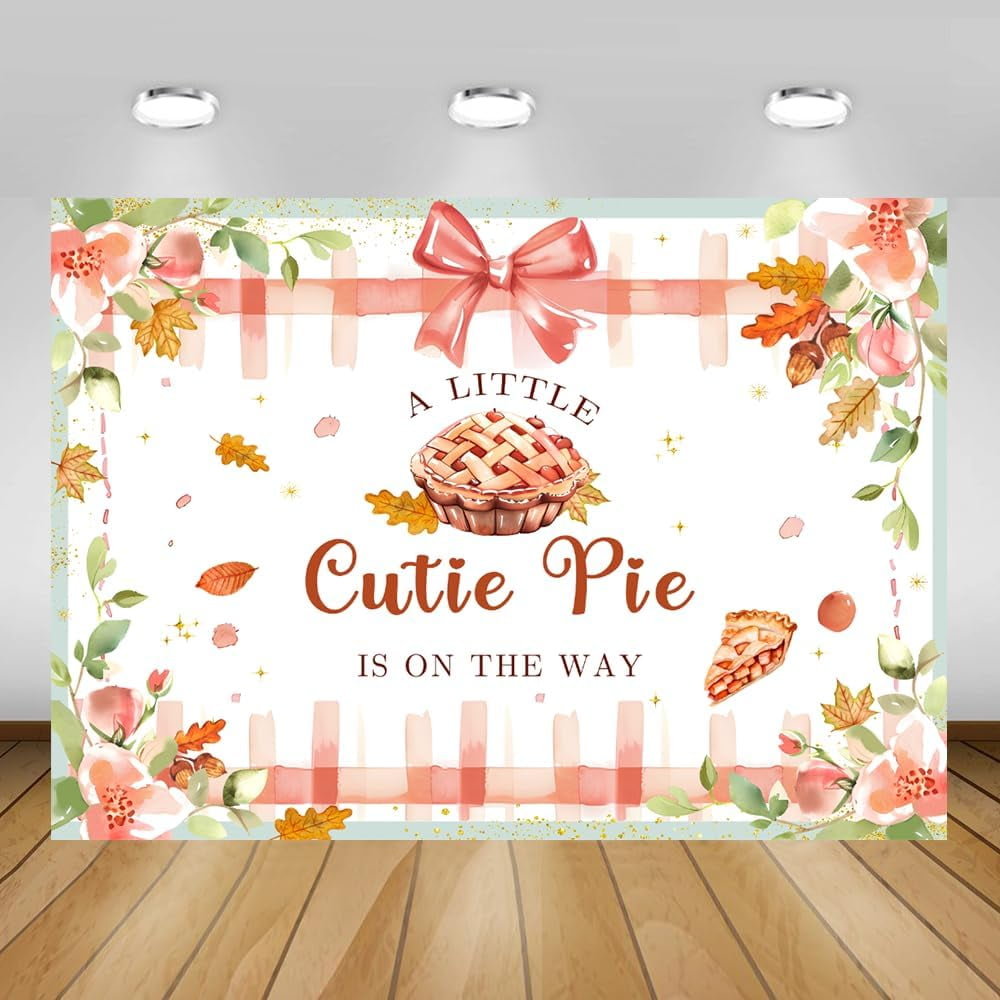 Fall Coquette Cutie Pie Baby Shower Backdrop A Little Cutie Pie is On The Way Party Banner Maple ...