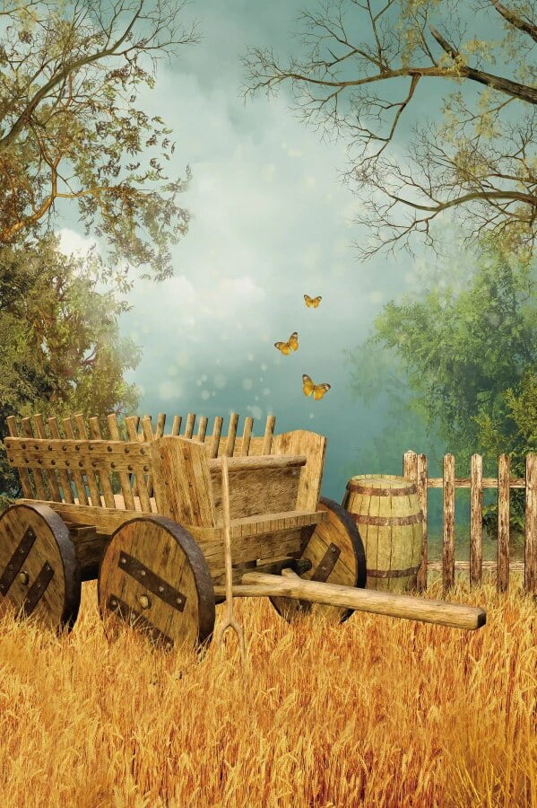 Fall Countryside Wheat Field Meadow Photography Backdrop Forest ...