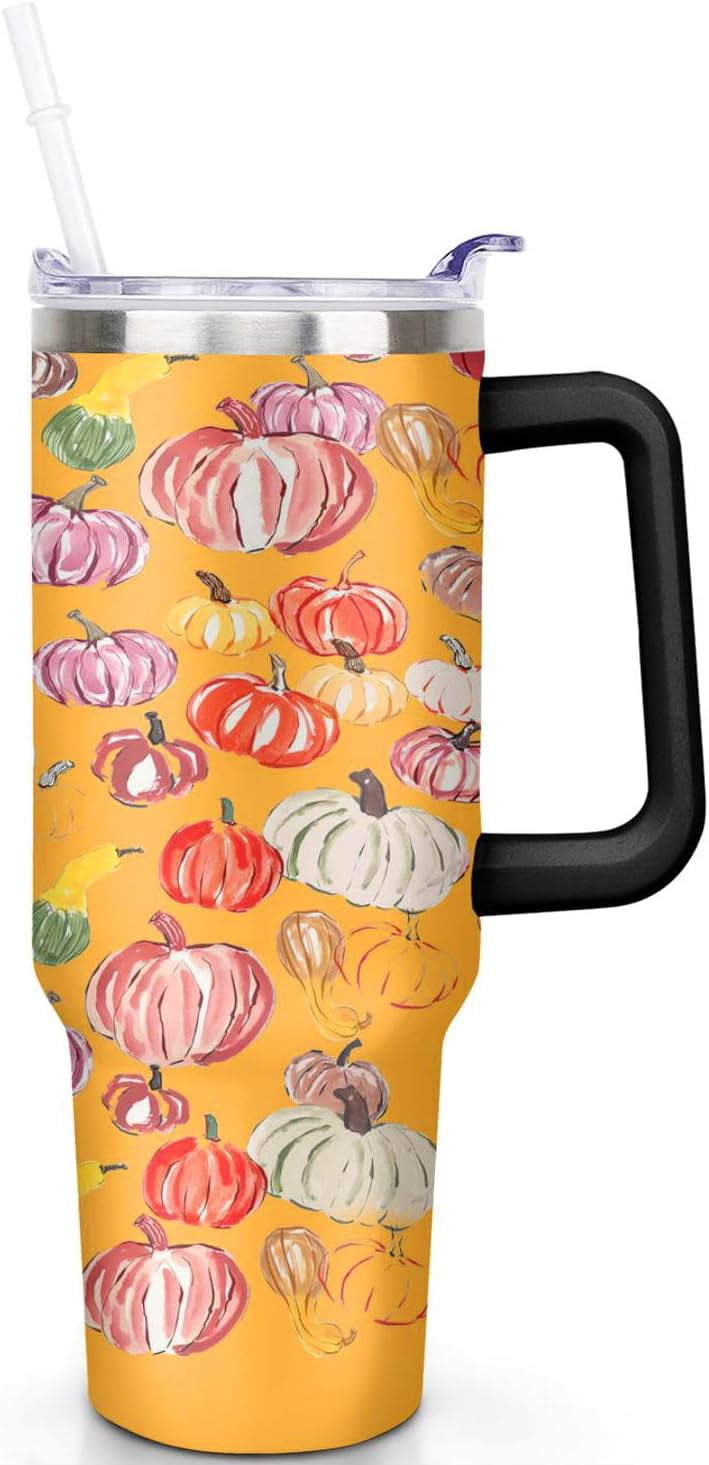 Fall Cup 40 Oz Tumbler with Handle and Straw Lid, Insulated Autumn Mugs ...