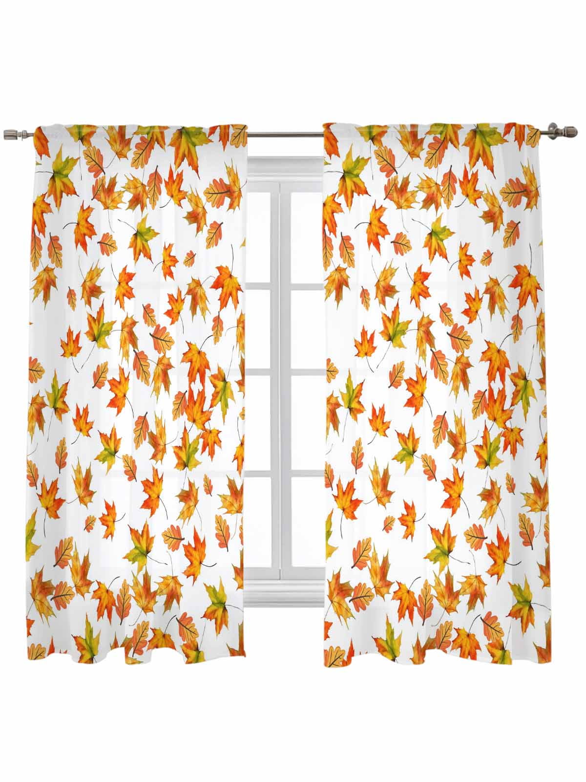 Fall Curtains 63 Inch Length,Sheer Curtains for Bedroom Living Room ...