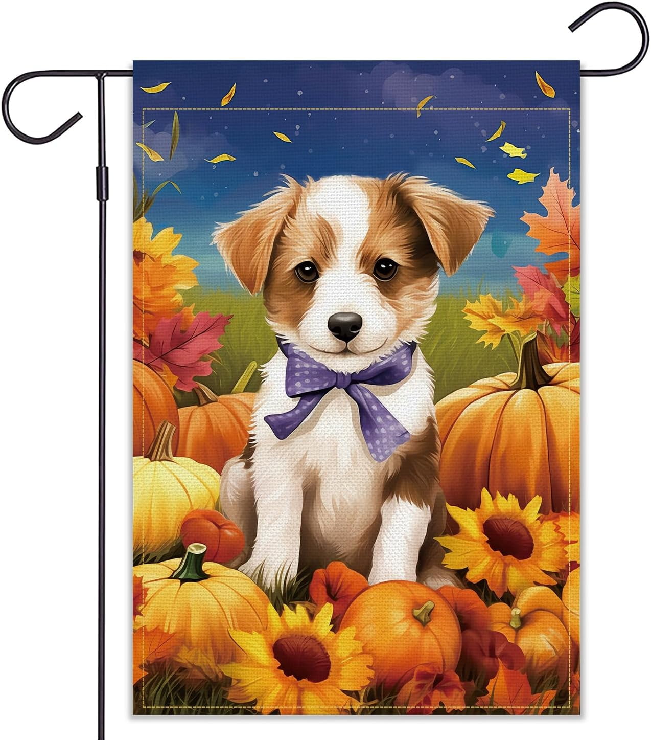 Fall Cute Puppy Dog Welcome Garden Flag For Outside Thanksgiving Garden ...