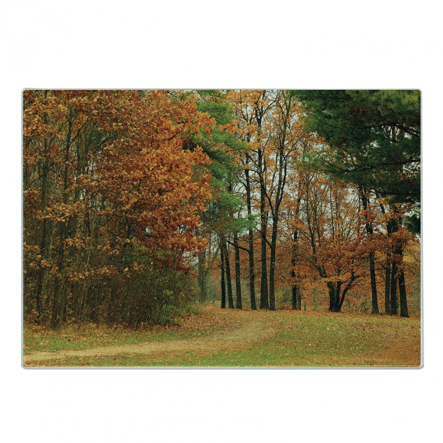 Fall Cutting Board, Cloudy Overcast Day in September Shrubs Pines ...
