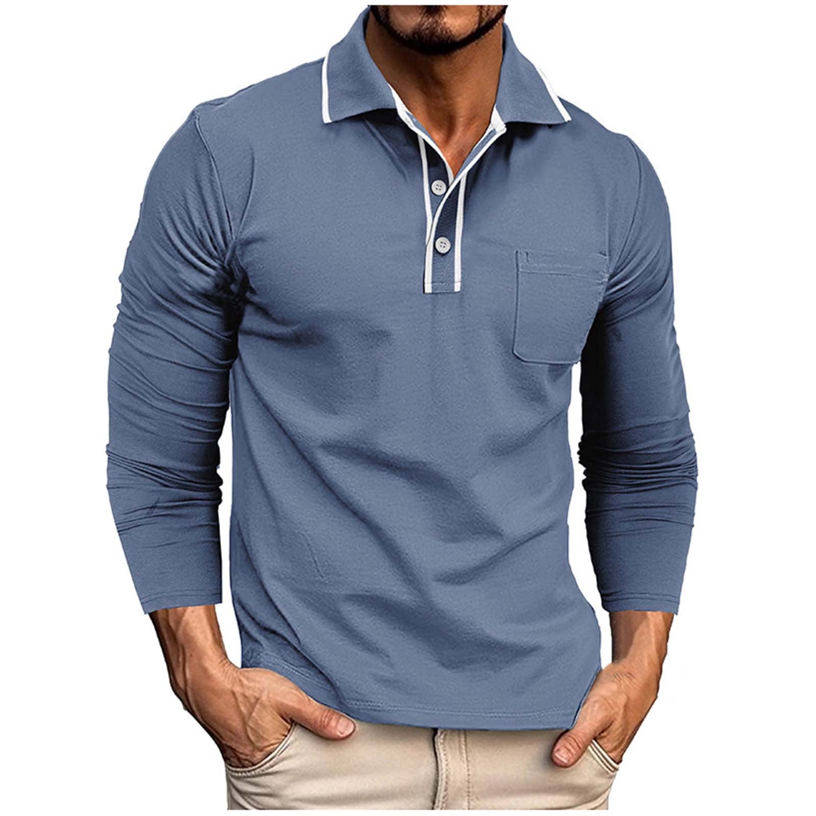 Fall Deals Men's Polo Shirts Long Sleeve, Casual Stylish Collared T ...