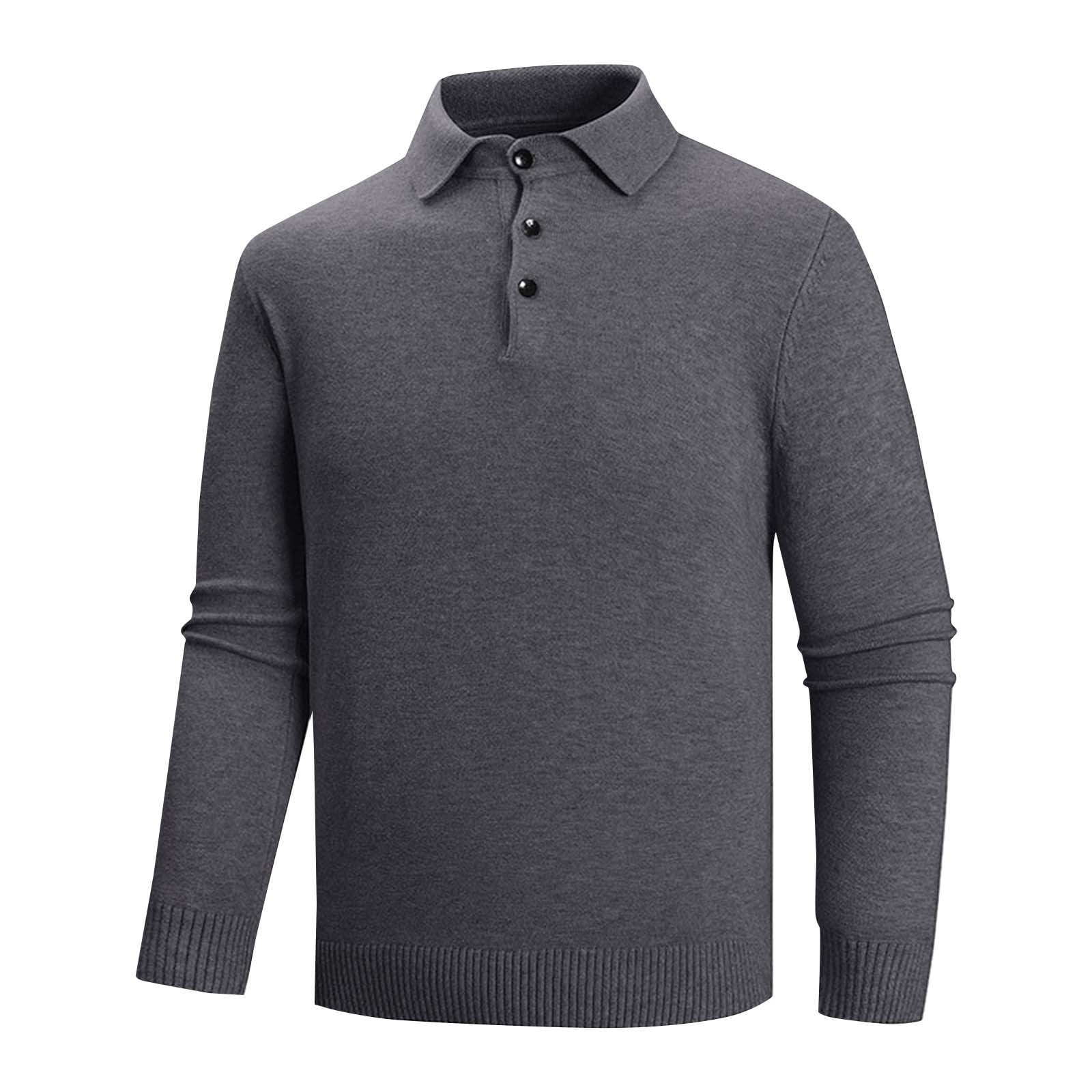 Fall Deals Mens Knit Polo Shirts Casual Long Sleeve Collared Work Shirt ...