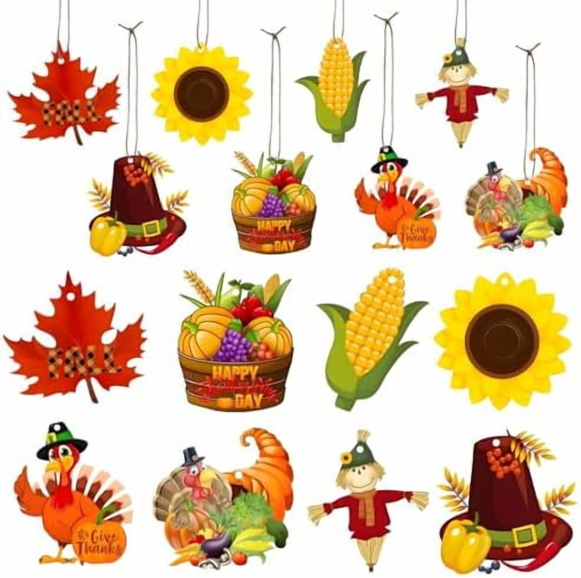 Fall Decor - 24PCS Thanksgiving Hanging Decorations, Rustic Turkey ...