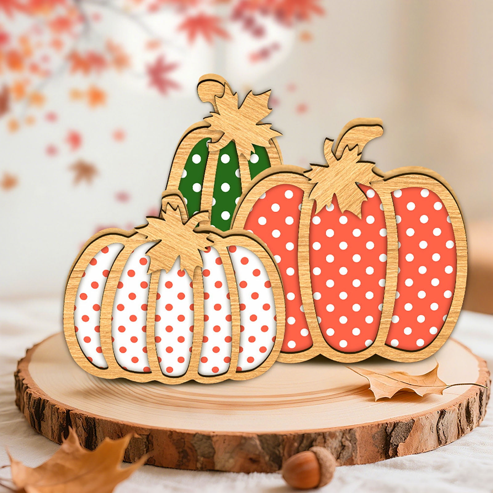 Fall Decor- 3pcs Wooden Pumpkin Decorations for Autumn Thanksgiving ...