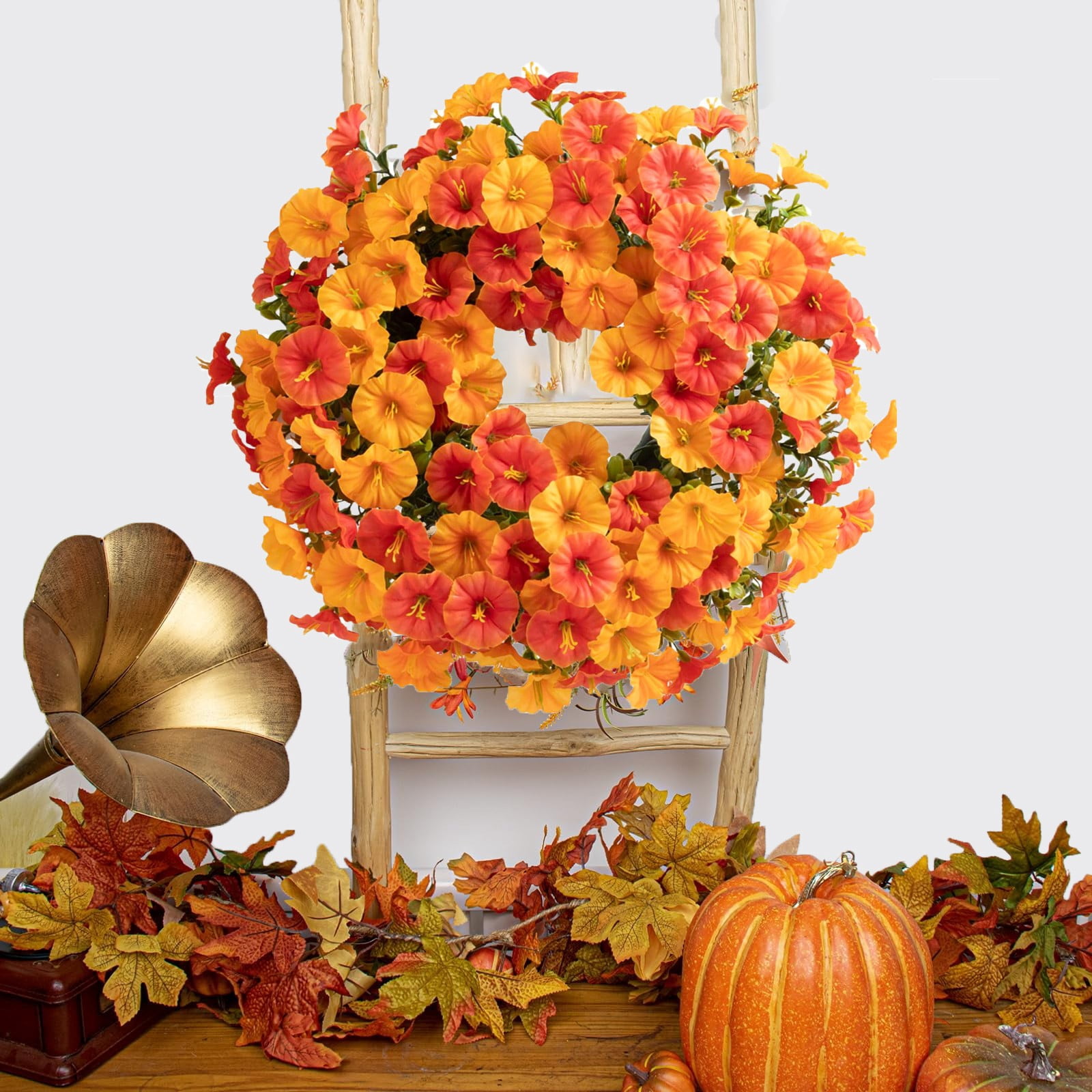 Fall Decor - Artificial Boxwood Topiary Ball Bush with Ground Spike, UV ...