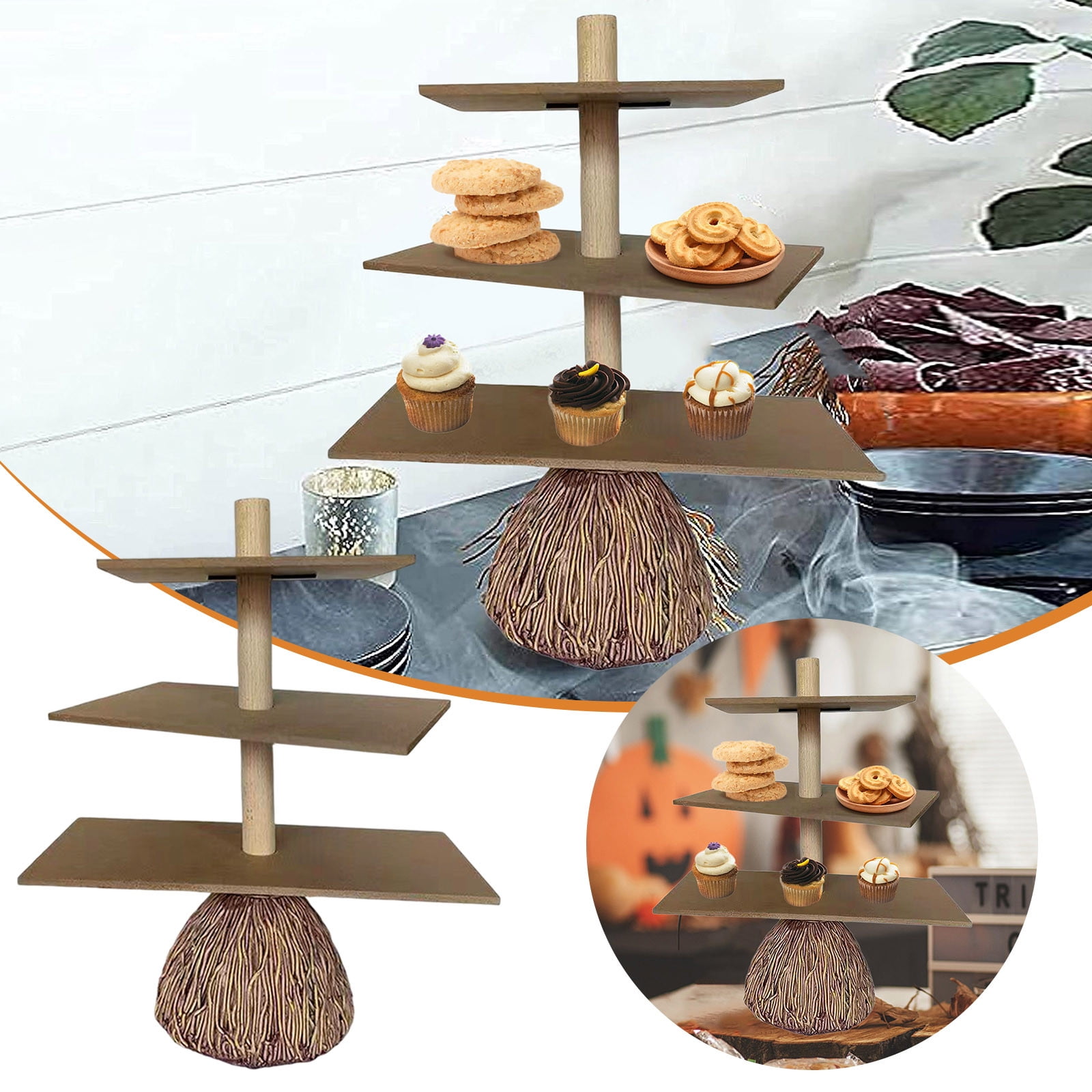 Fall Decor Broomstick Snack Bowl Stand Witch Broomstick Snack Rack ...