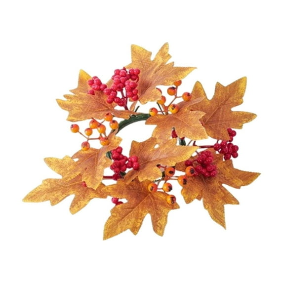 Fall Decor Candle Rings Maple Leaves Candle Rings Wreaths with Berries ...