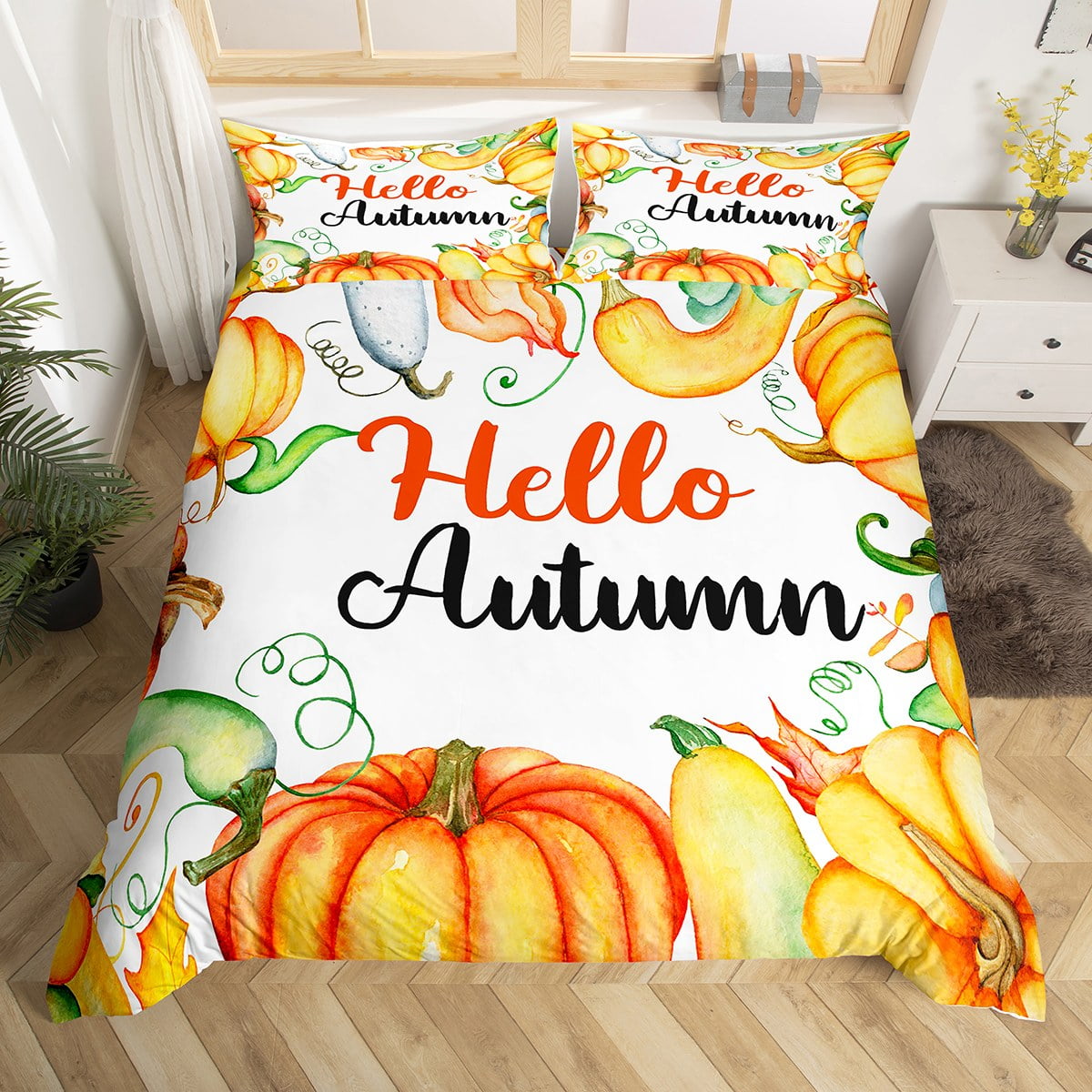 Fall Decor Duvet Cover Twin Size Autumn Harvest Theme Bedding Set ...
