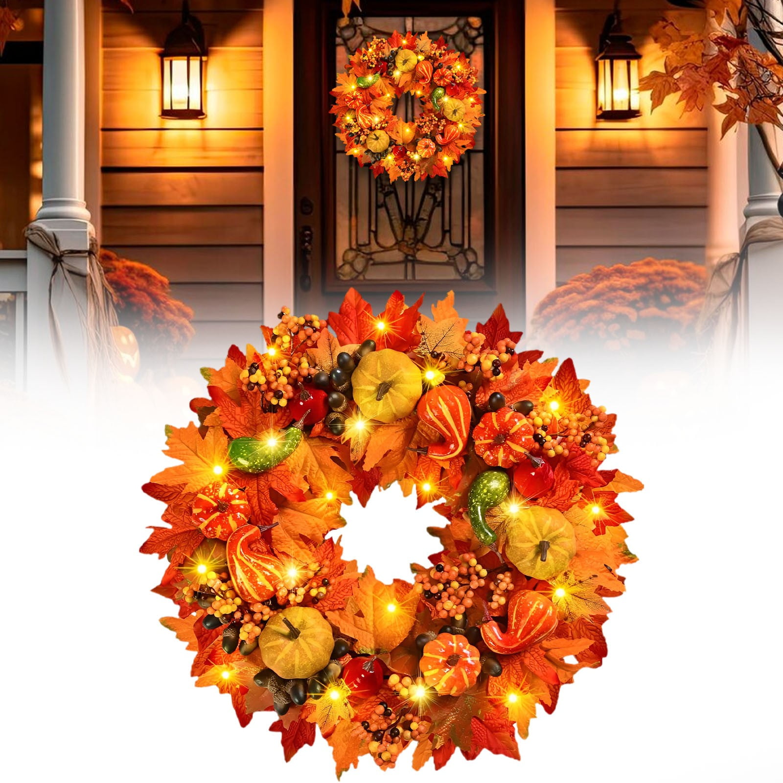 Fall Decor Fall Wreaths for Front Door 20 Inch Fall Wreath with Welcome ...