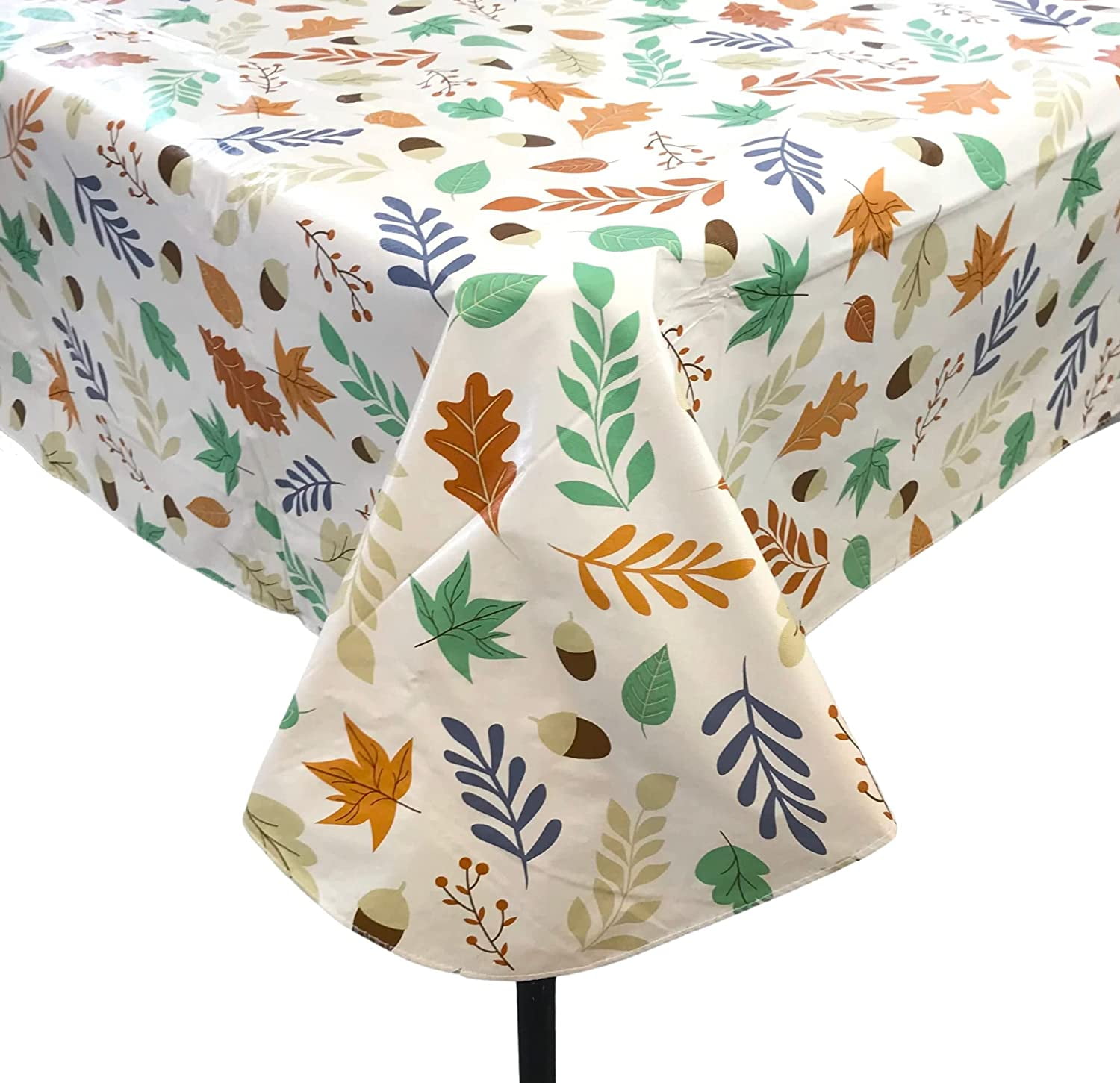 Fall Decor Harvest Flannel Vinyl Tablecloth: Colorful Autumn Leaves ...
