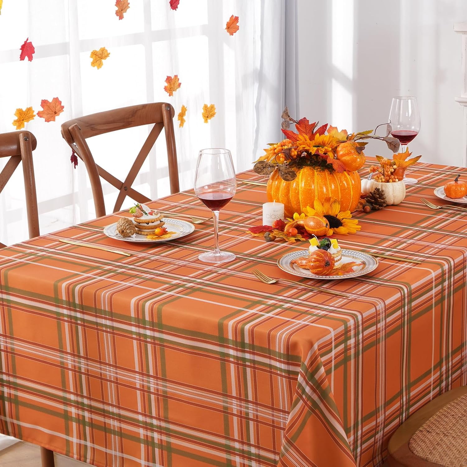 Fall Decor, Oval Fall Tablecloth, Autumn Thanksgiving Table Cloth ...