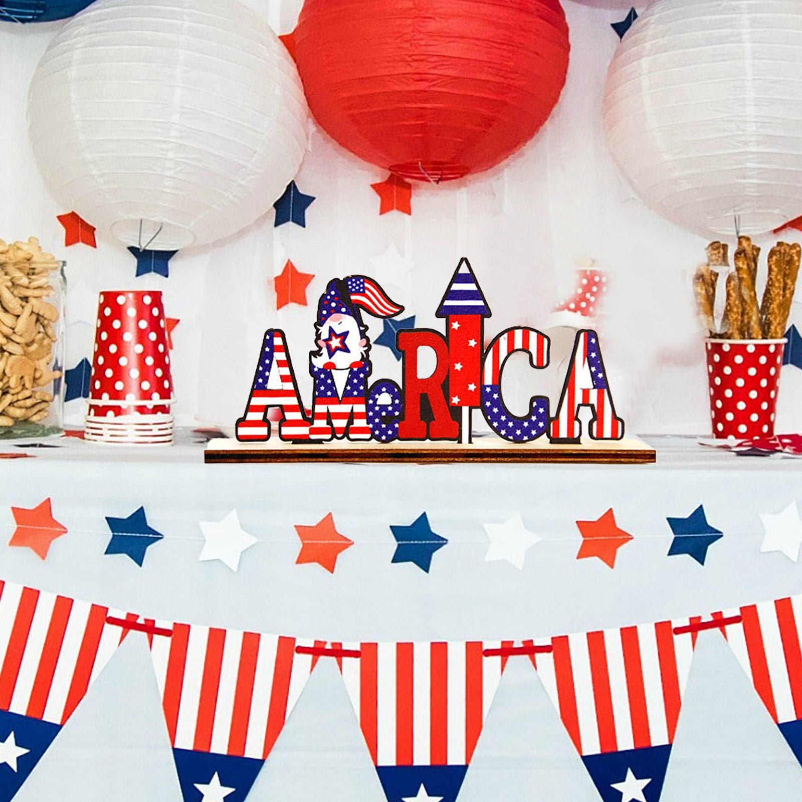 Fall Decor Patriotic Centerpiece Memorial Day Centerpiece Wooden ...