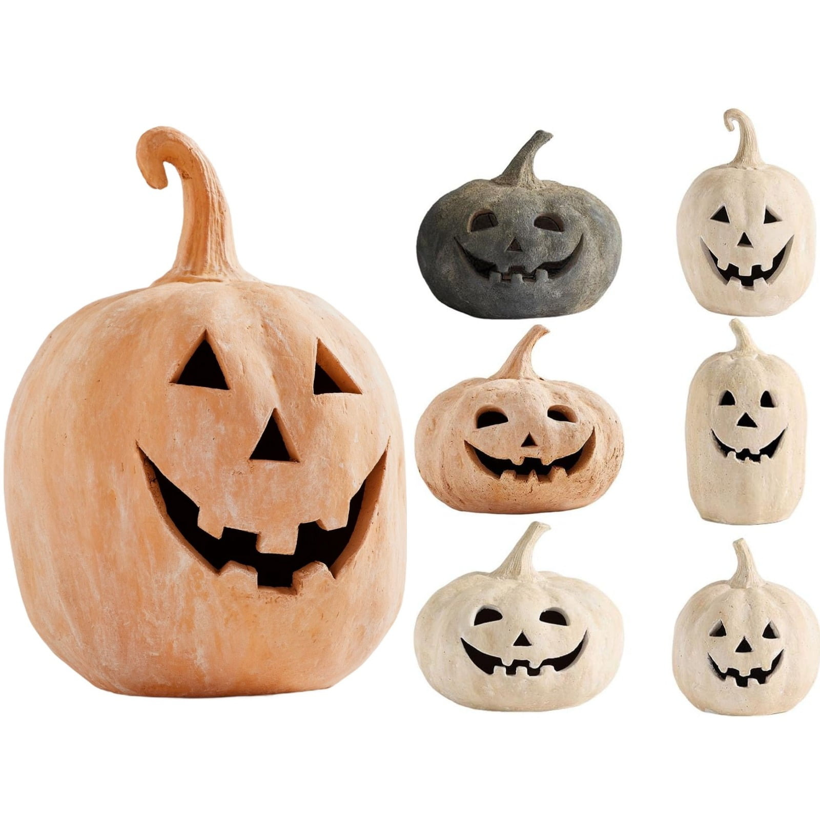 Halloween Decorations - Hallowmas Handcrafted Terracotta Pumpkin Jack O ...