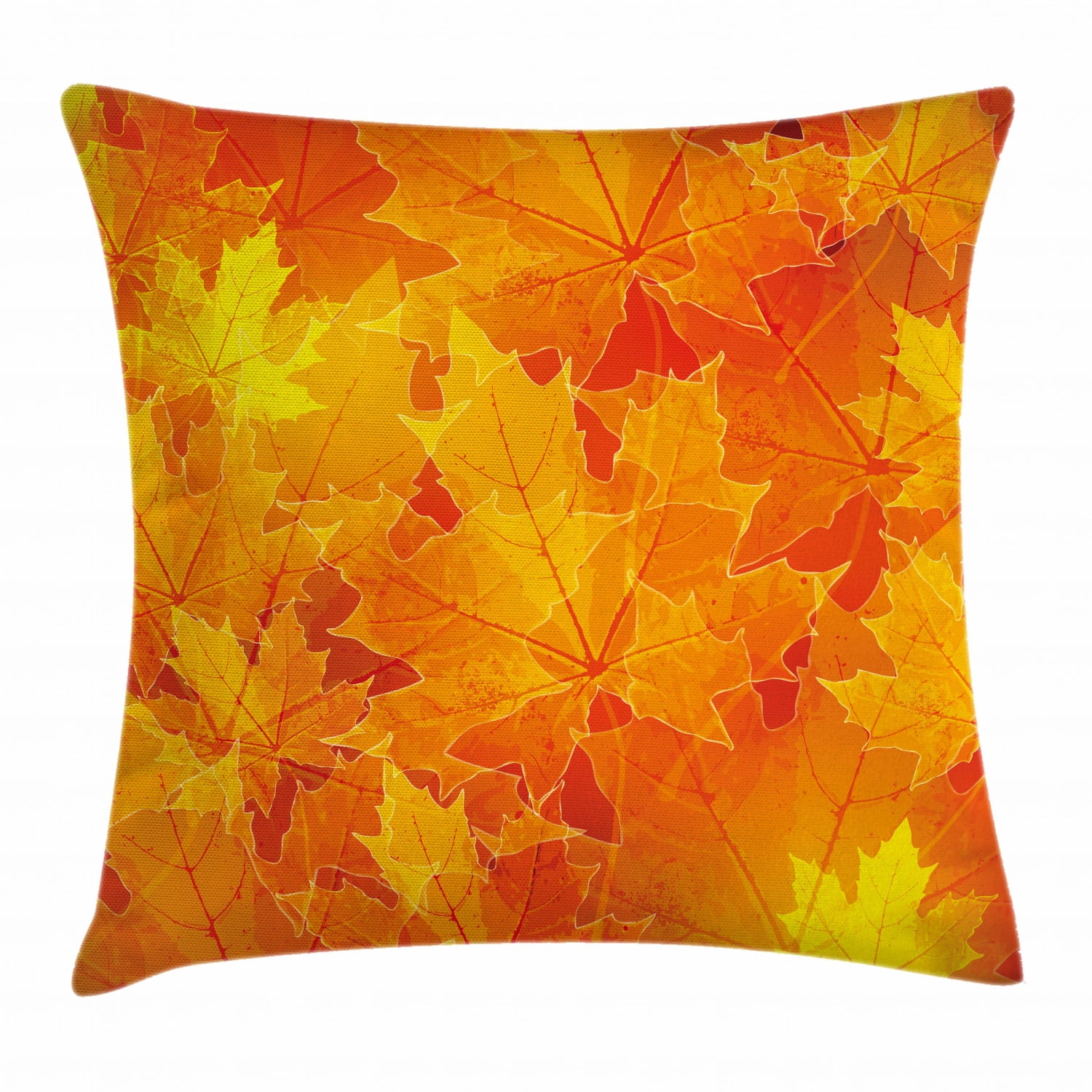 Fall Decor Throw Pillow Cushion Cover, Seasonal Maple Leaves Botany ...