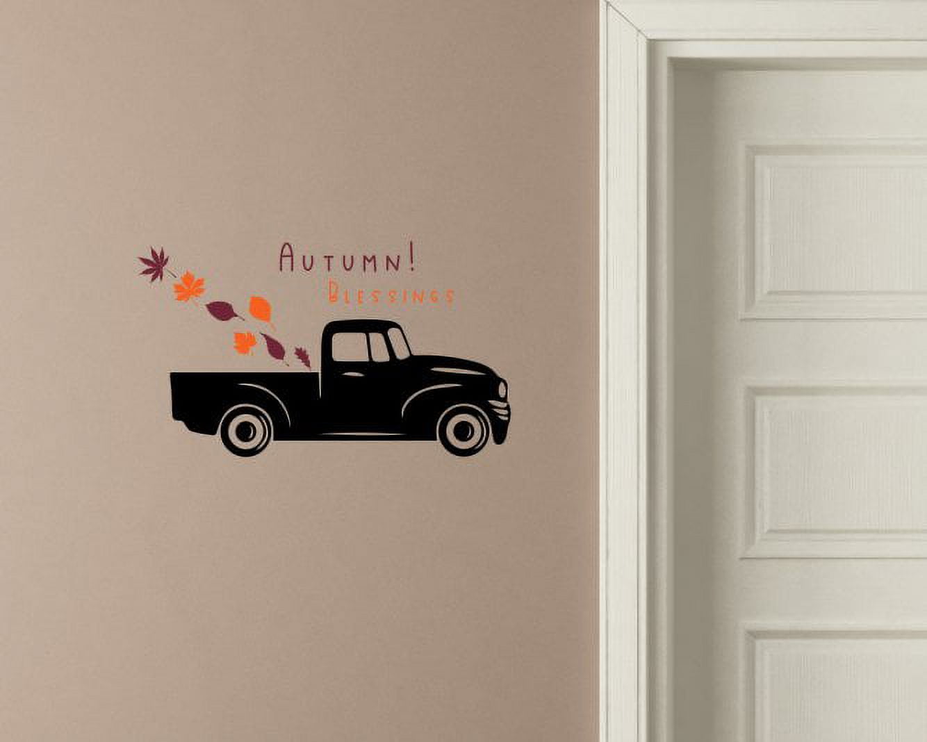 Fall Decor Vinyl Art Stickers | Autumn Blessings Leaves Vintage Truck ...
