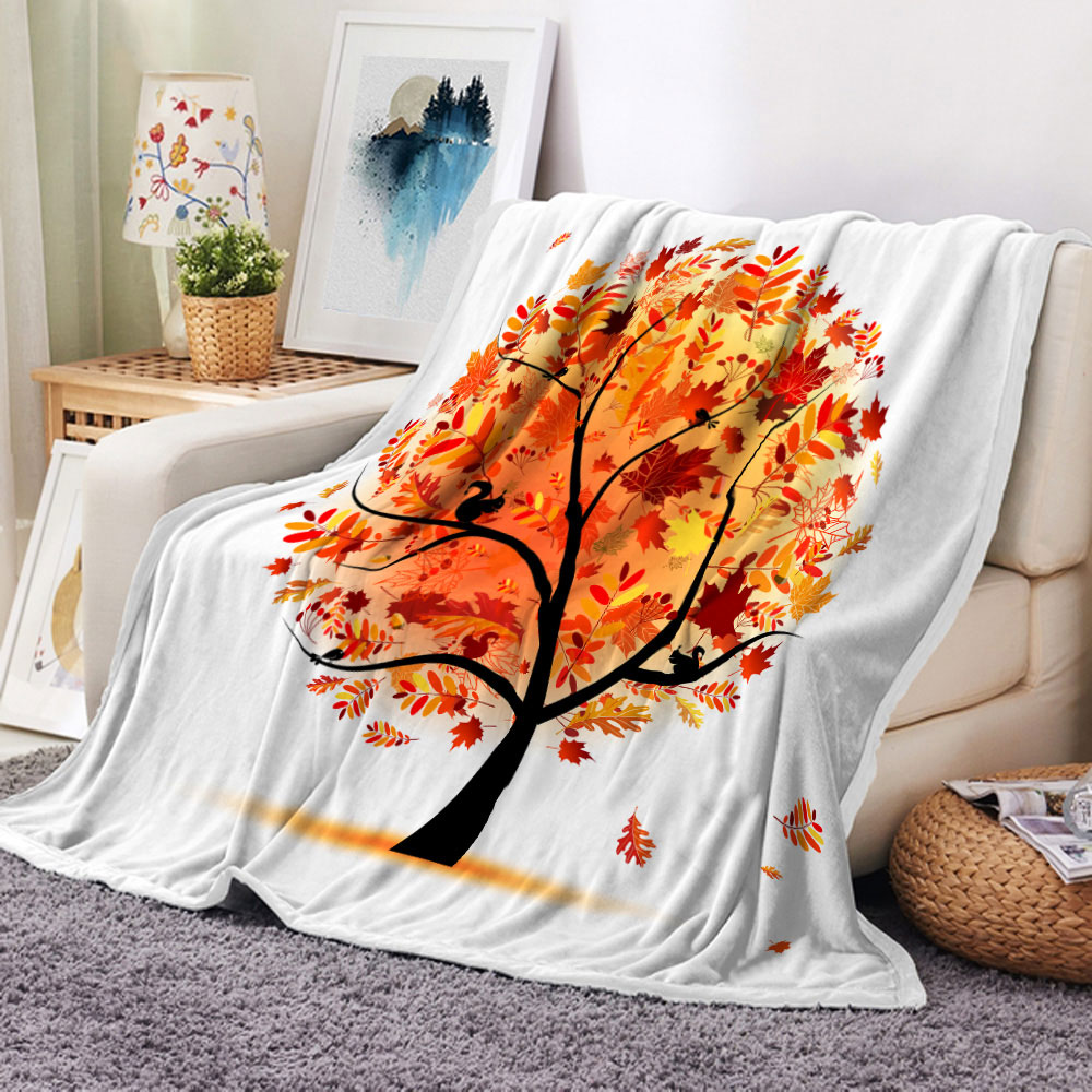 Fall Decor Weighted Thick Throw Blanket for Couch, Autumn Orange Maple ...