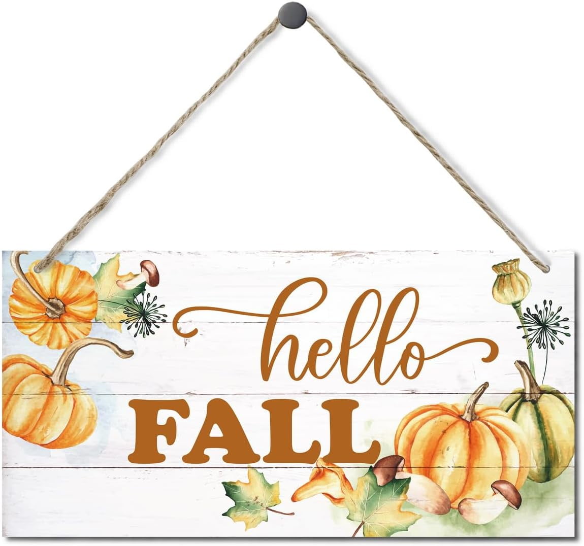 Fall Decoration, Hanging Wood Sign Home Decorative, Hello Fall Sign ...