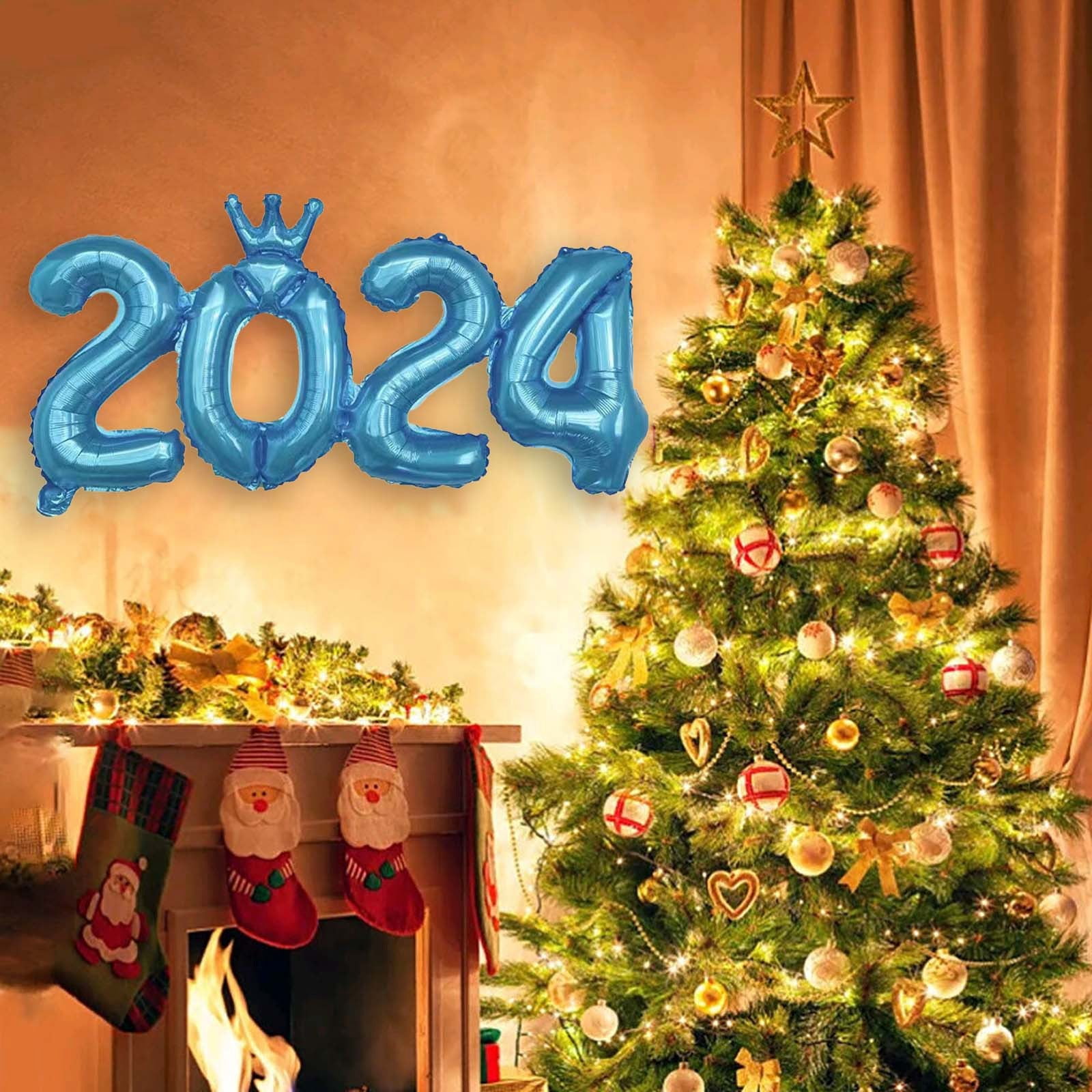 Fall Decorations For Home 8.6 Inch 2024 Balloons Number 2024 Foil Balloons For New Years Eve ...