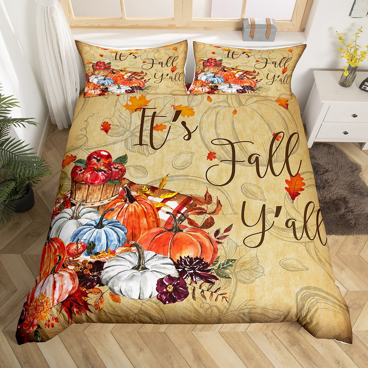 Fall Decorations for Home,Autumn Harvest Theme Comforter Cover Maple ...