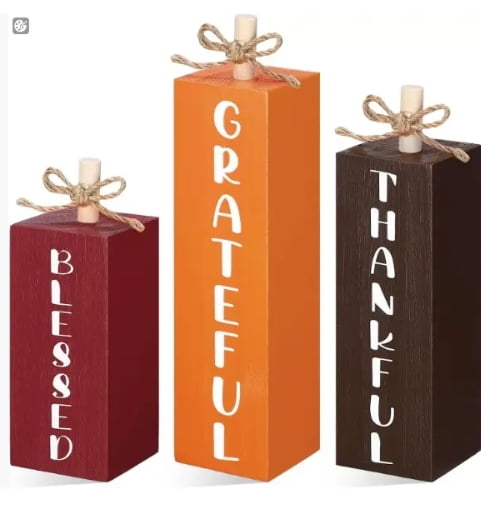 Fall Decorations for Home Fall Wood Block Sign Thanksgiving Tiered Tray ...