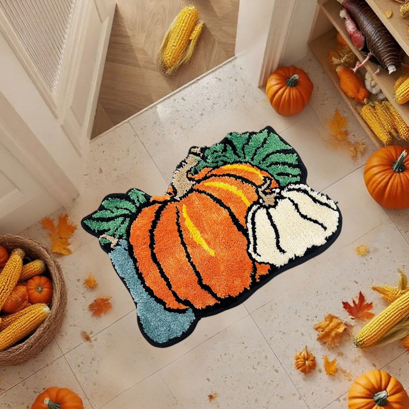 Fall Decorations New Pumpkin Rugs Pumpkin Shaped Floor Mat Thanksgiving ...