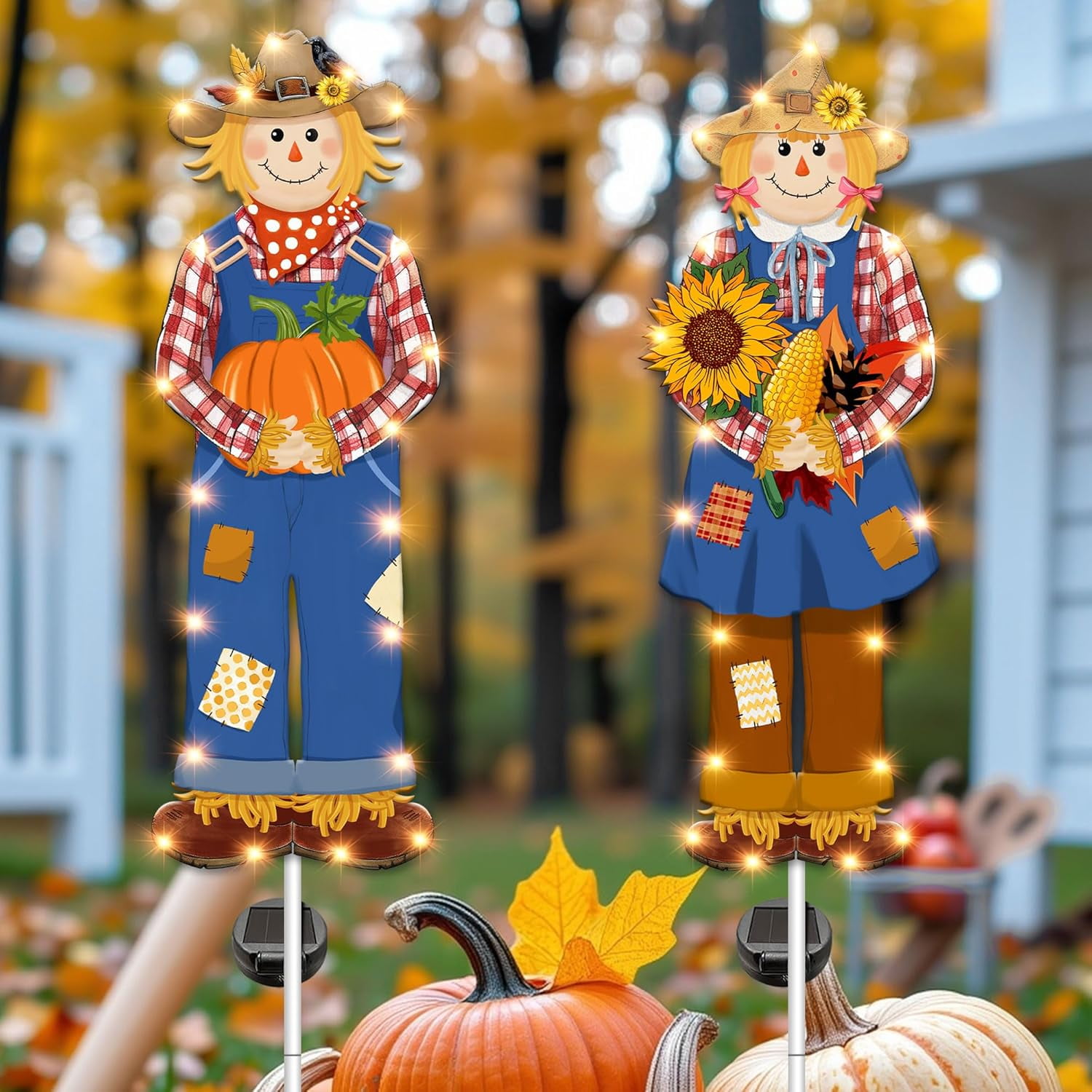 Fall Decorations Outdoor for Home, Metal Fall Yard Stakes Set of 2 ...
