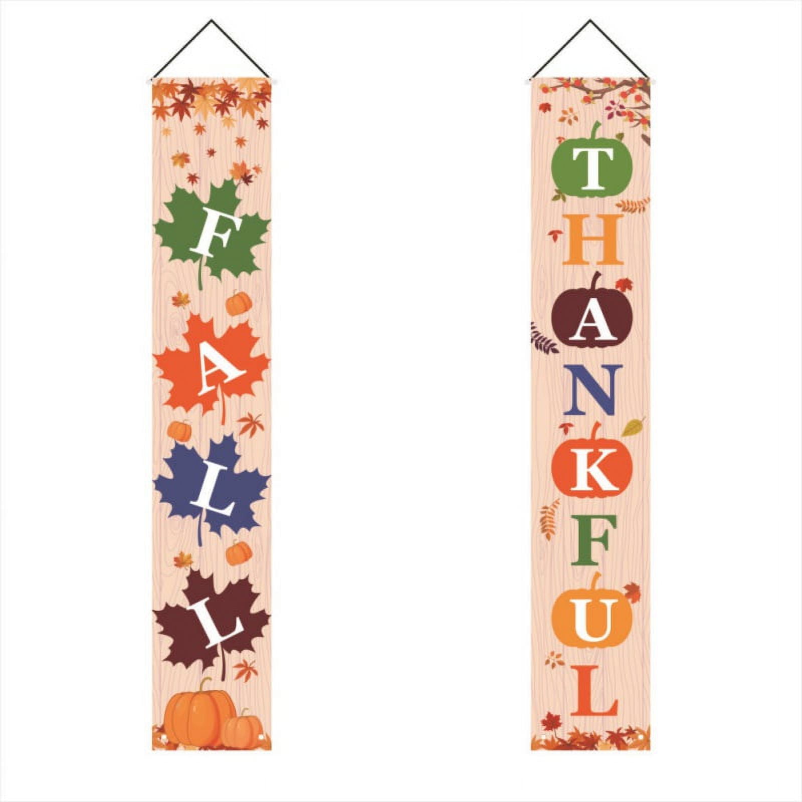 Fall Decorations Fall Porch Sign - Happy Fall Thankful Banner Maple ...