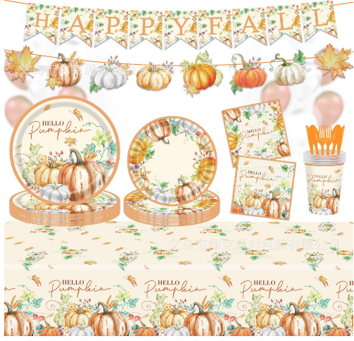Fall Decorations Tableware Set Serve for 24 Guests, Thanksgiving ...
