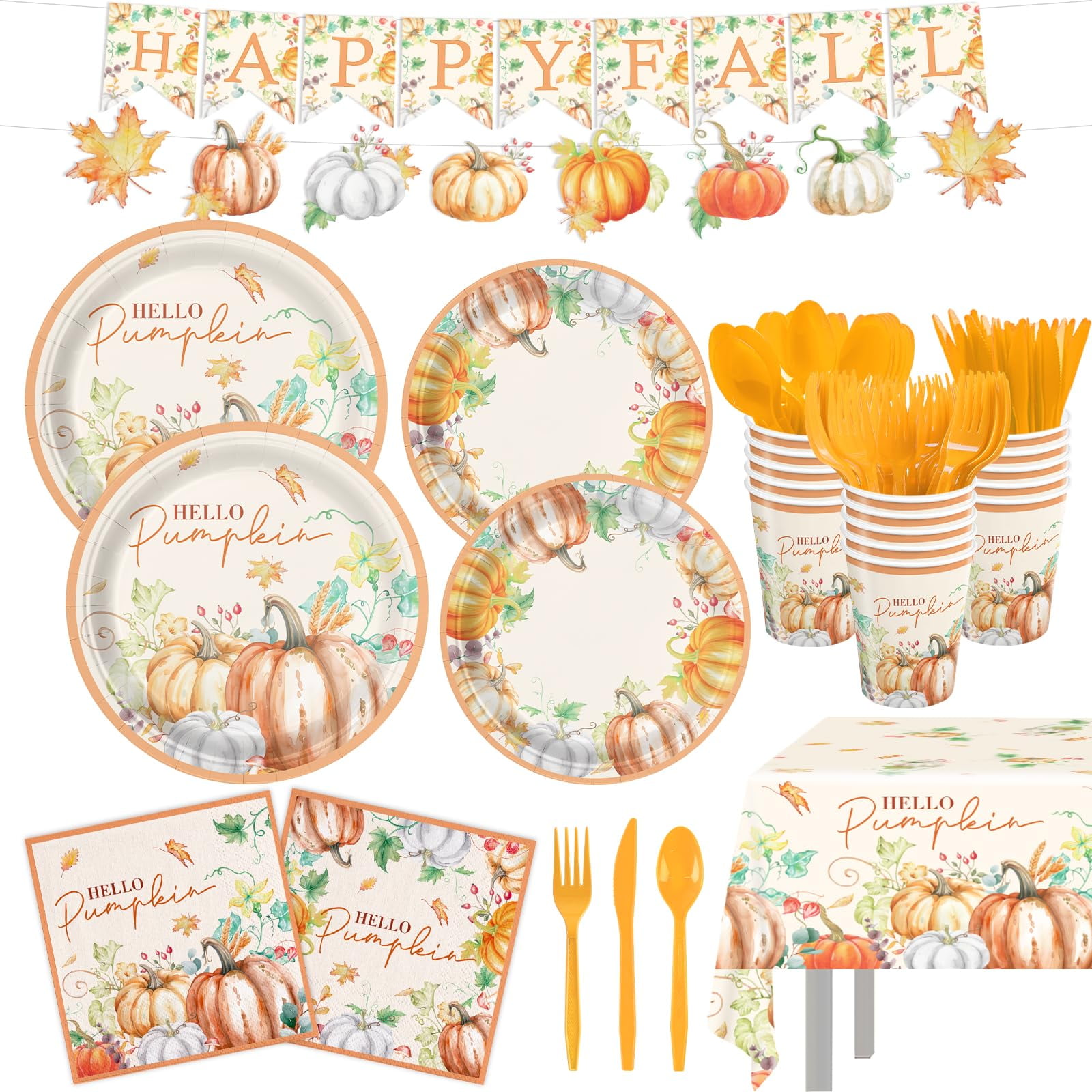 Fall Decorations Tableware Set Serve for 24 Guests, Thanksgiving ...