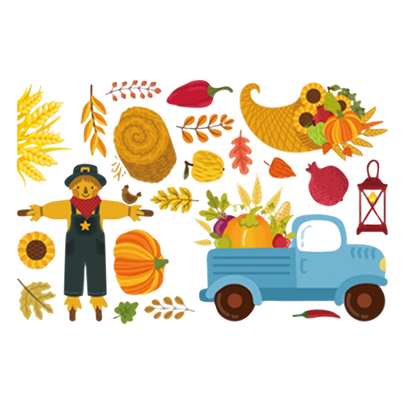 Fall Decorations - Thanksgiving Window Clings for Glass Windows Autumn ...