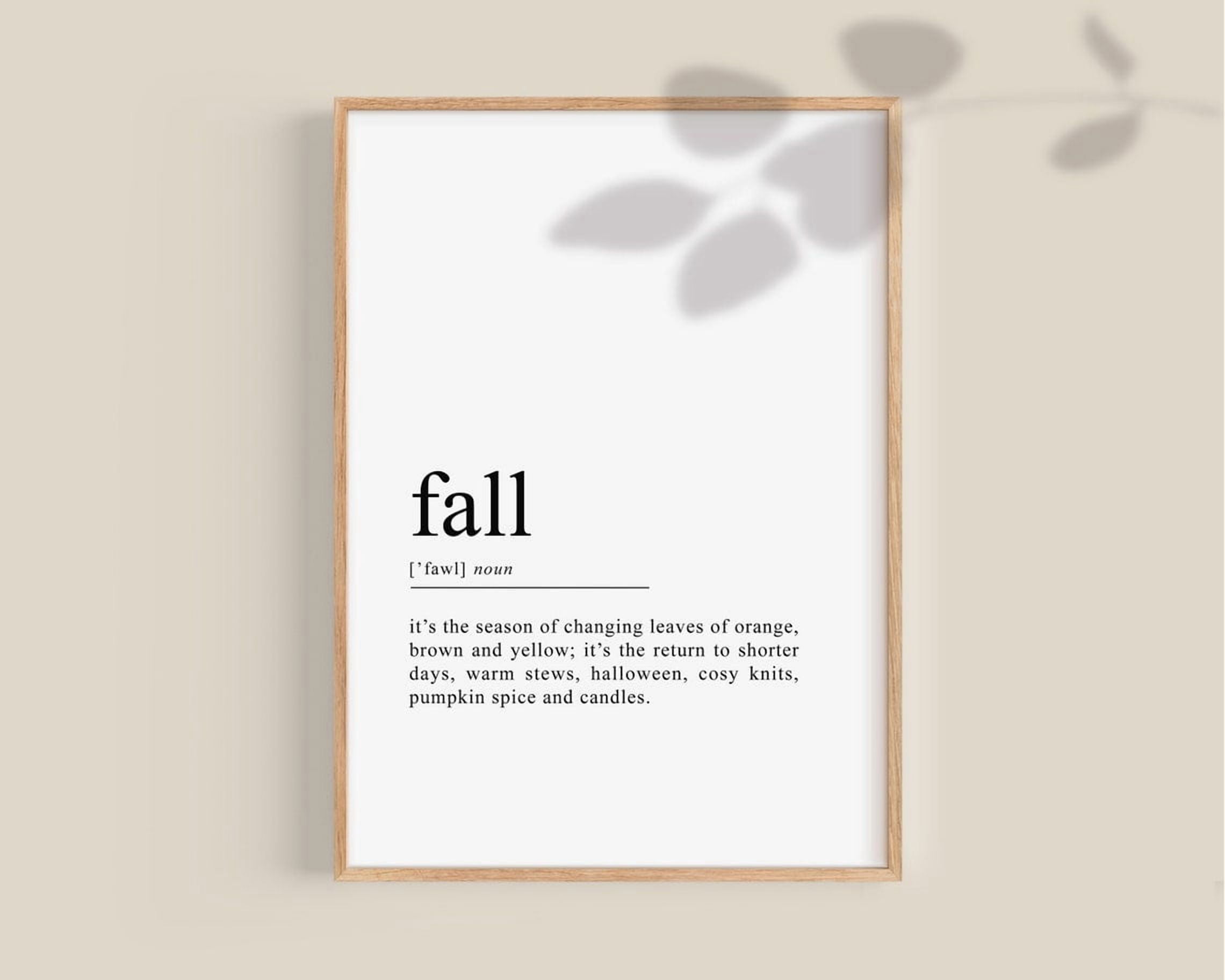 Fall Definition Poster Seasons s Autumn Seasonal Wall Decor Classroom ...