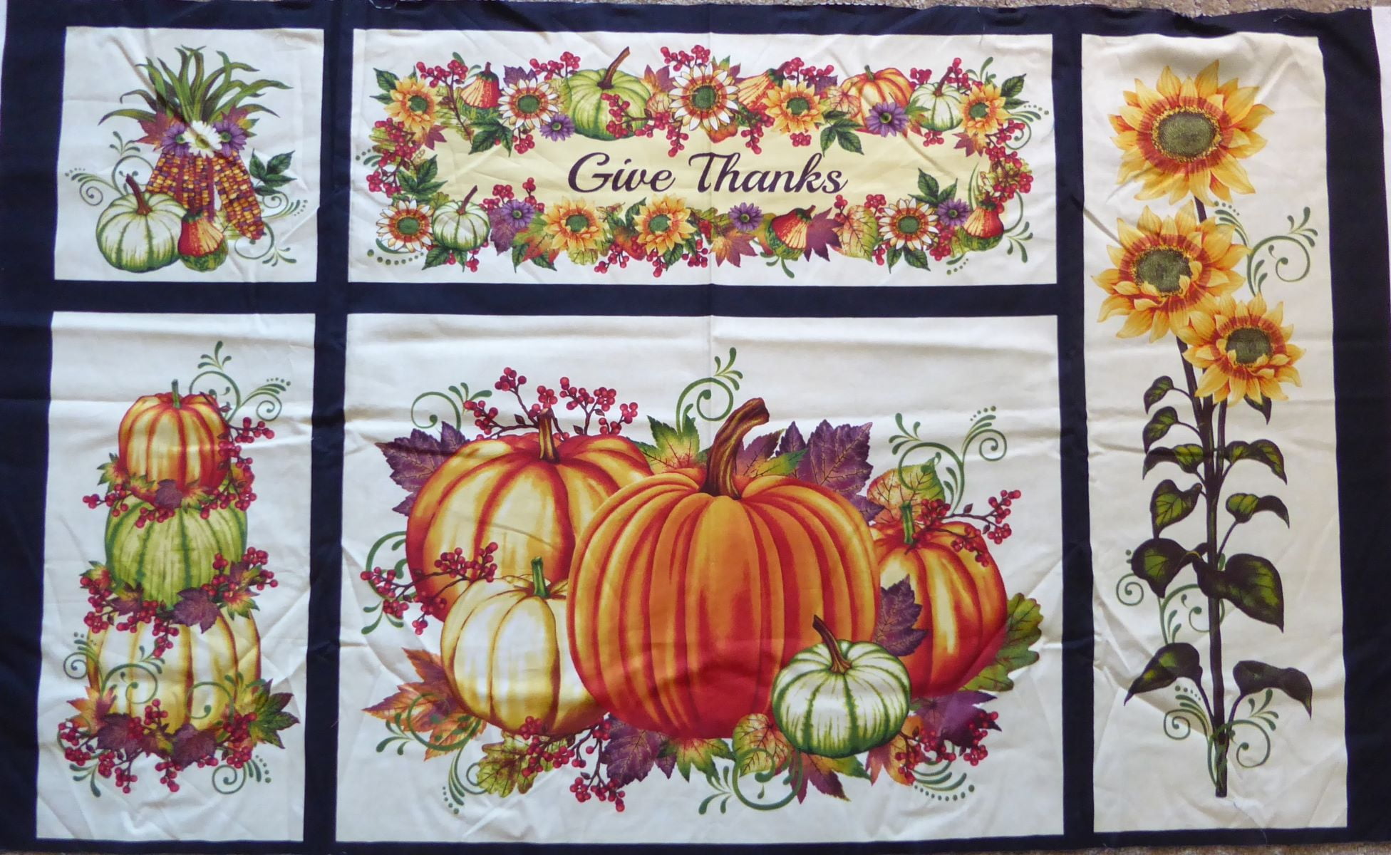 Fall Delight Give Thanks 23 x 44 Fall Panel Cotton Fabric by Clothworks ...