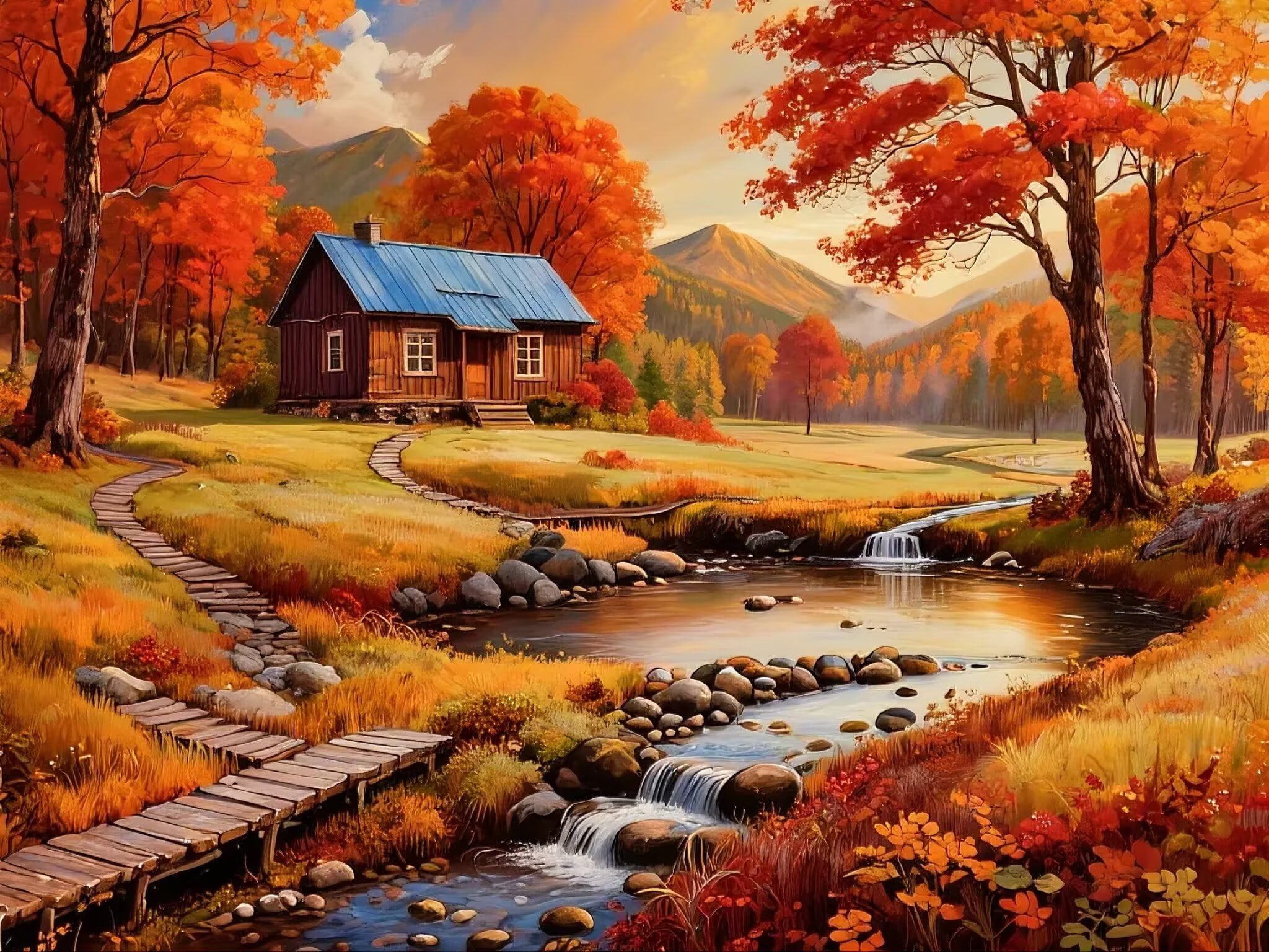 Fall Diamond Painting Kits for Adults,Autumn Landscape 5D Diamond Art ...