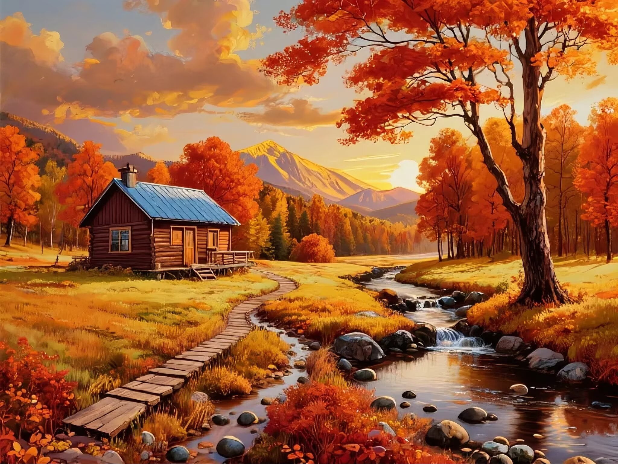 Fall Diamond Painting Kits for Adults - Autumn Landscape Diamond Art ...