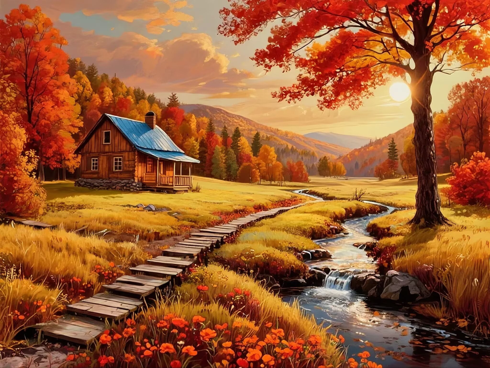 Fall Diamond Painting Kits for Adults-Autumn Landscape Diamond Art,Gem ...