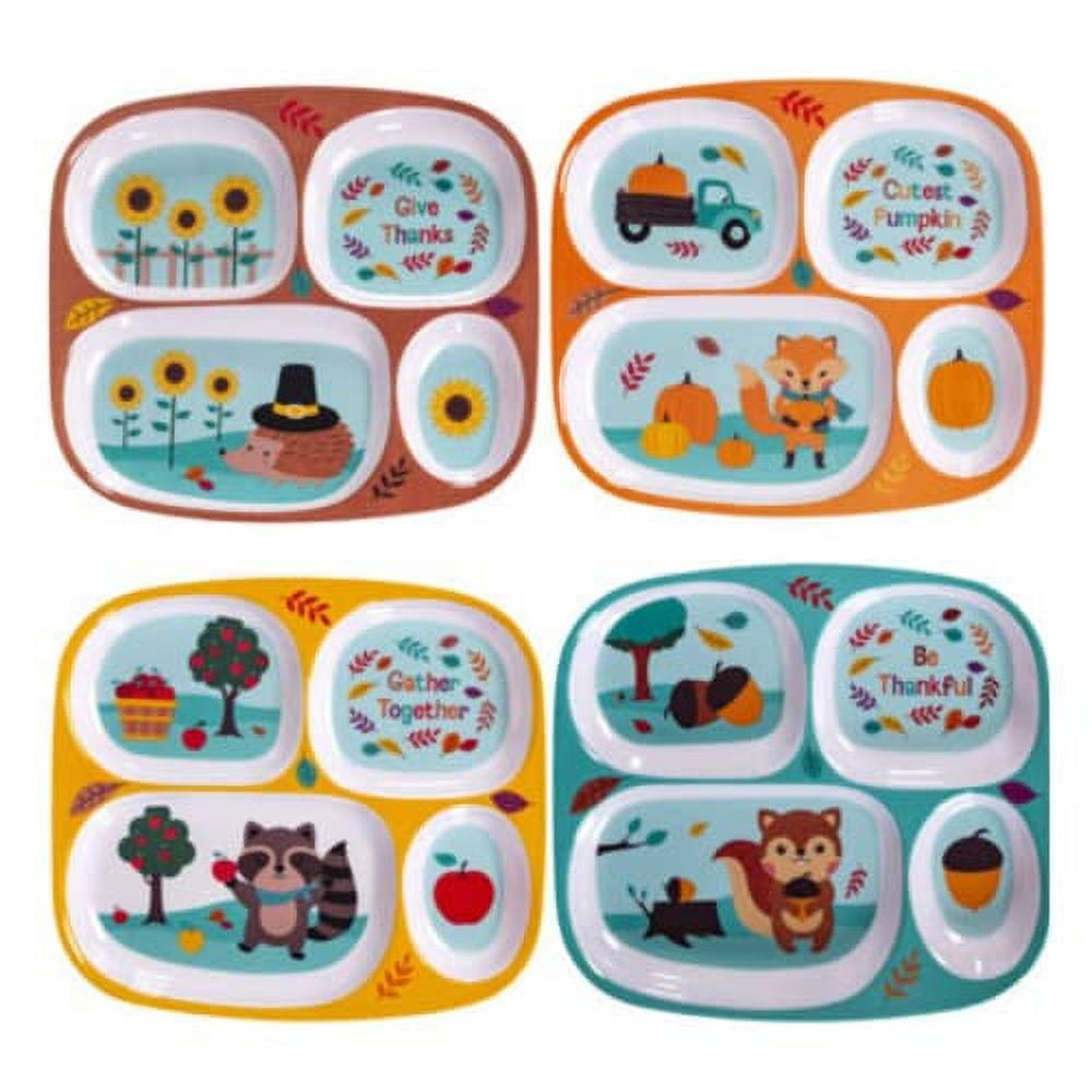 Fall Dinnerware Divided Plates for Kids Melamine Plastic Compartment ...
