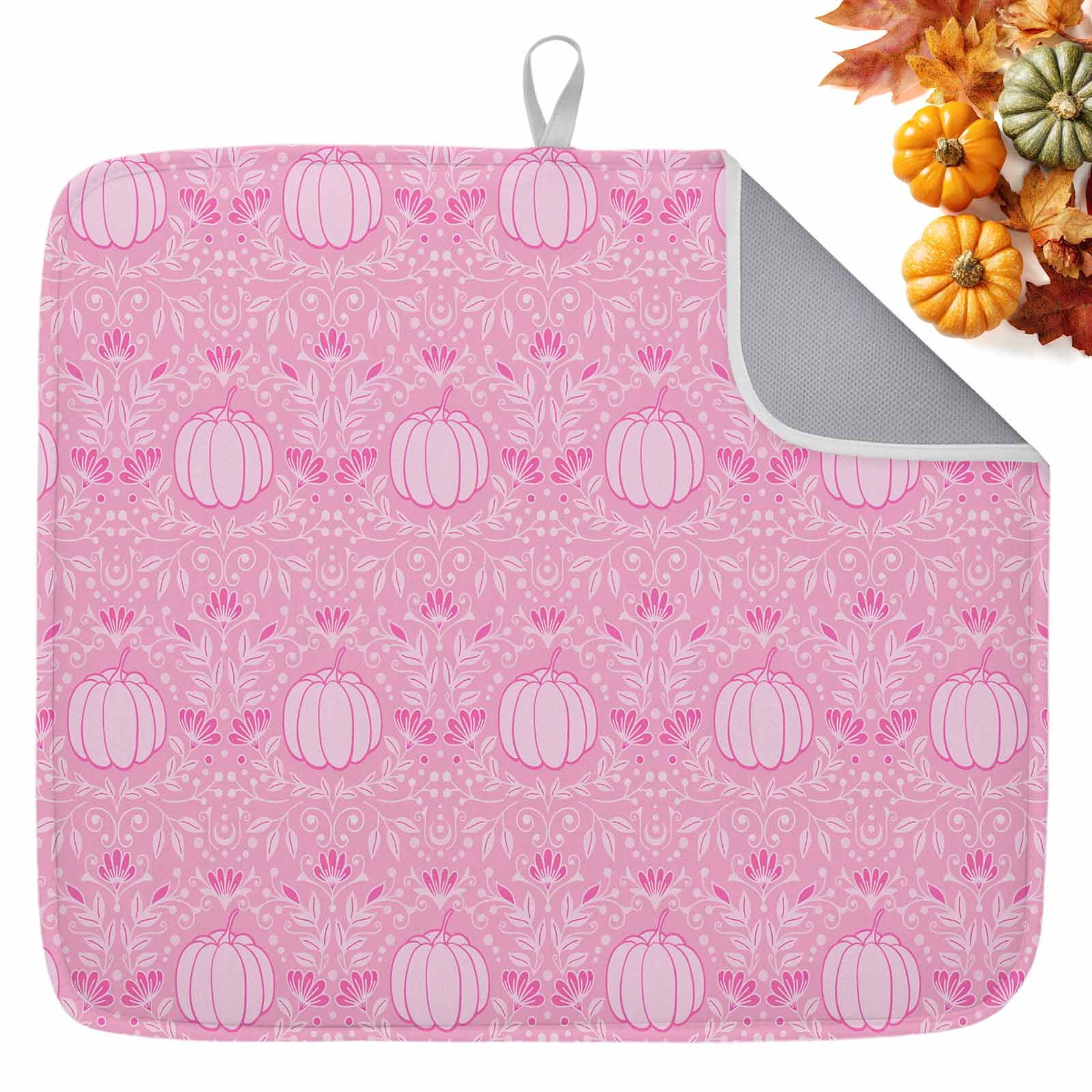 Fall Dish Drying Mat for Kitchen Counter Abstract Pumpkin Drying Pad ...