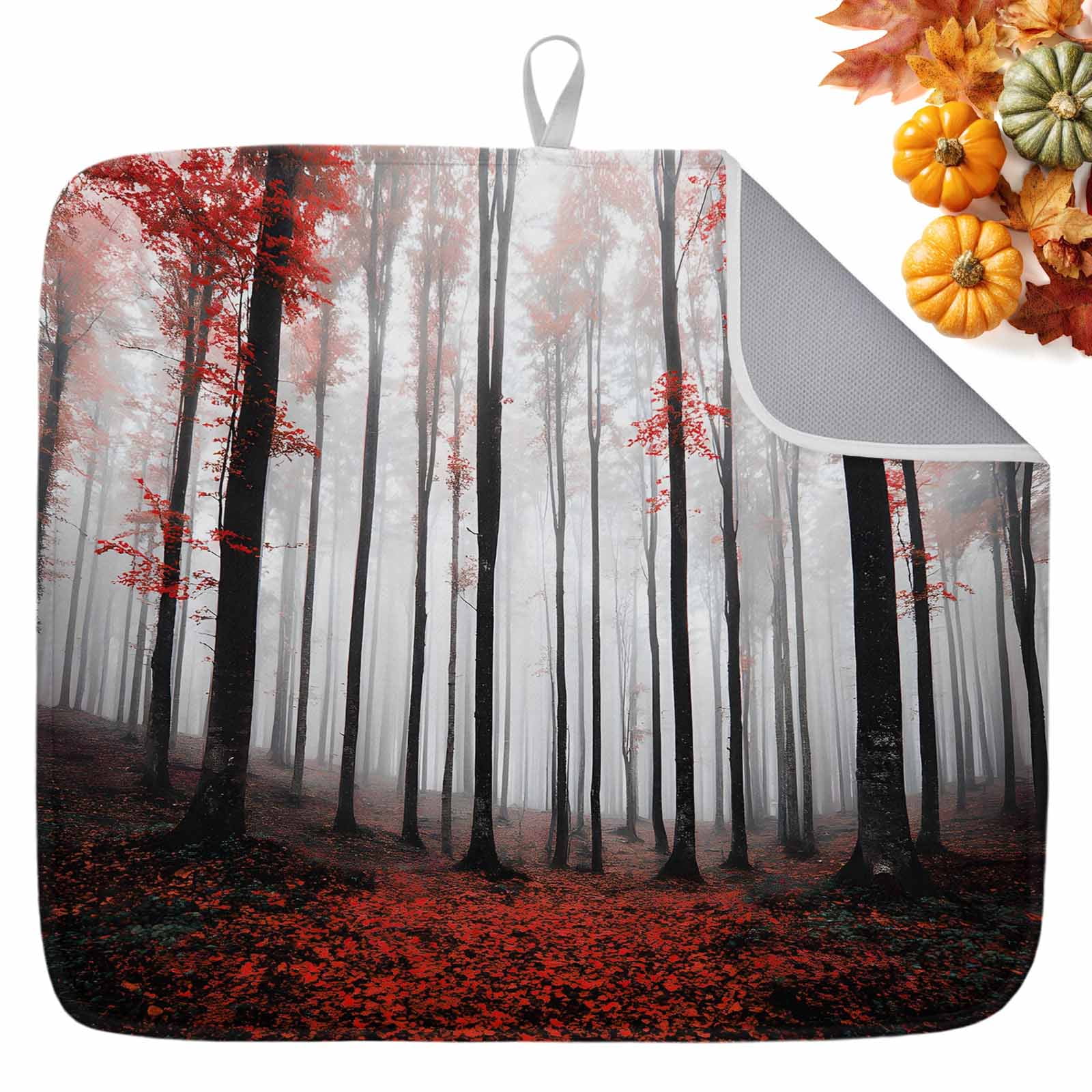 Fall Dish Drying Mat for Kitchen Counter Autumn Maple Forest Drying Pad ...