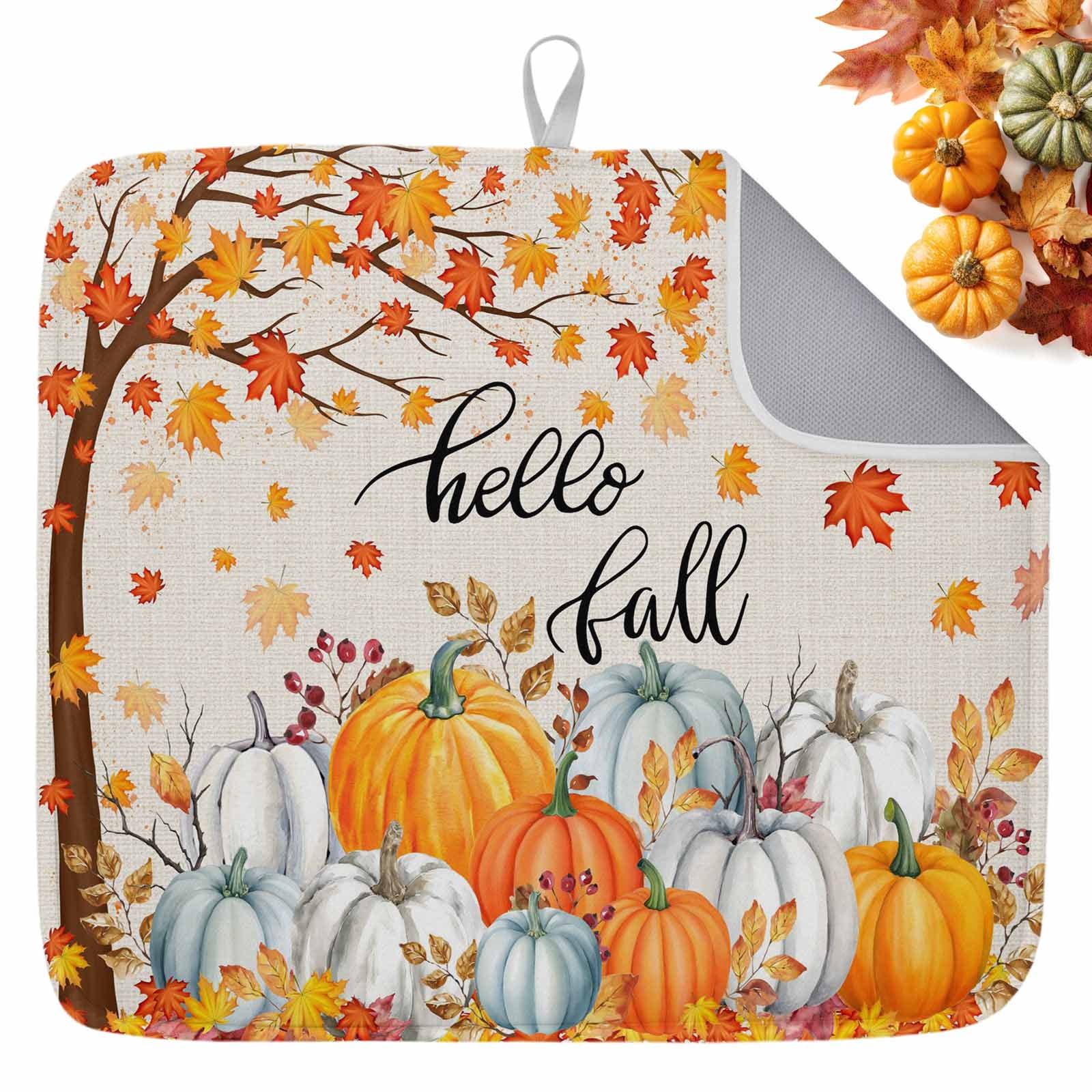 Fall Dish Drying Mat for Kitchen Counter Autumn Maple Leaves Drying Pad ...