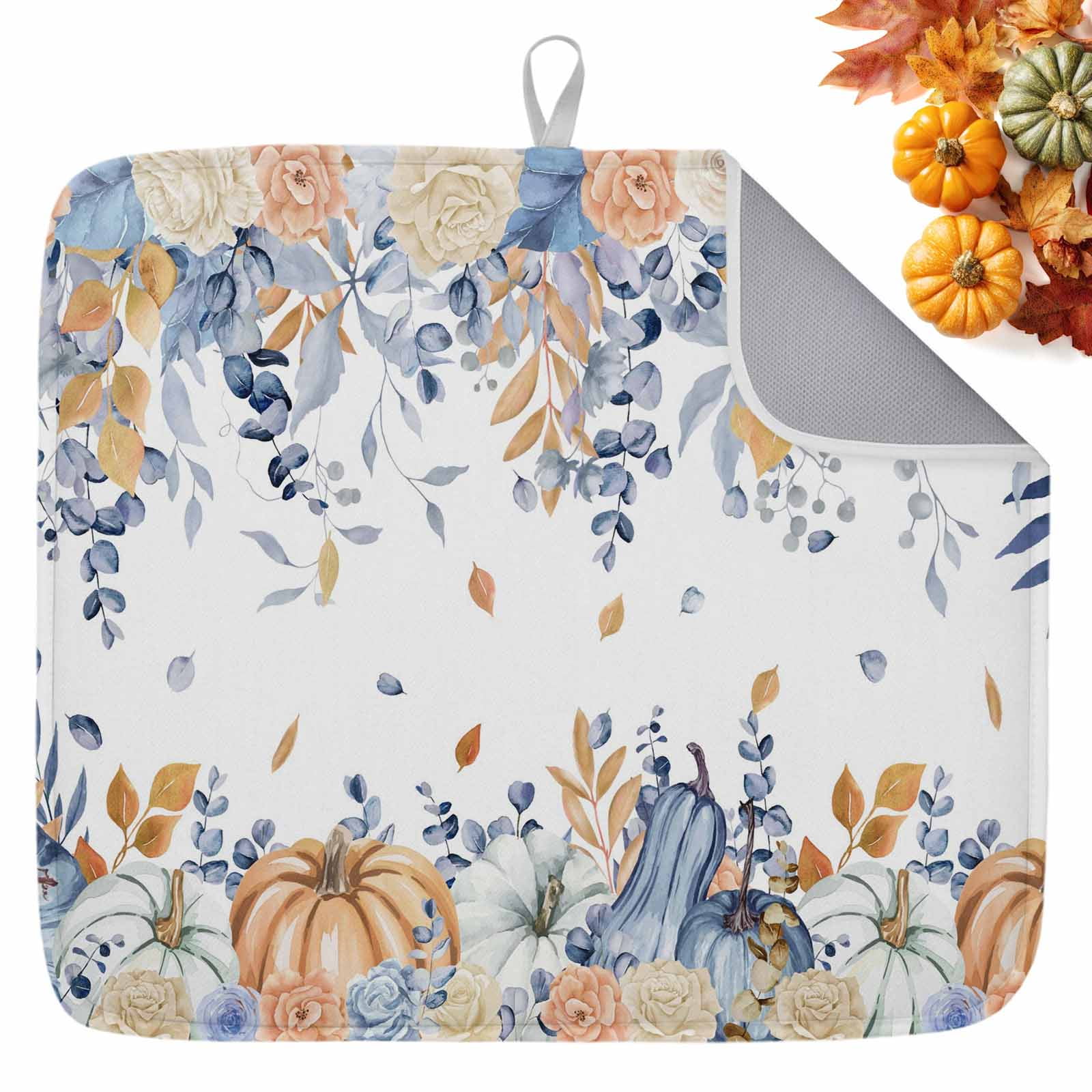 Fall Dish Drying Mat for Kitchen Counter Autumn Pumpkin Drying Pad ...