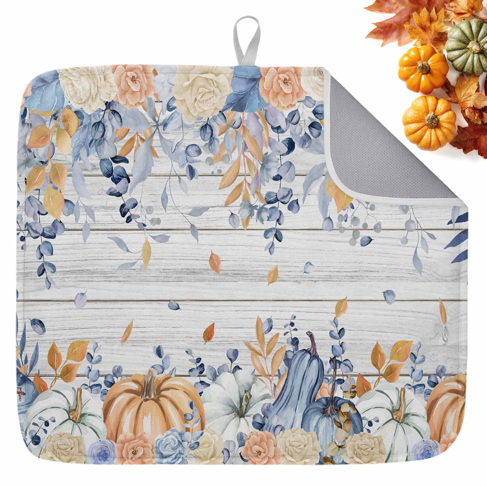 Fall Dish Drying Mat for Kitchen Counter Autumn Pumpkin Drying Pad ...